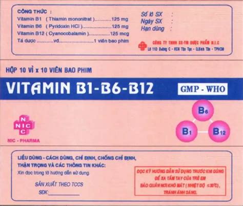 Vitamin B1 B6 B12 Vitamin 3b Nic Hộp 10 Vỉ X 10 Viên