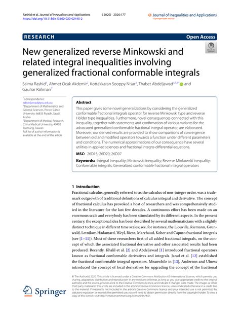 Pdf New Generalized Reverse Minkowski And Related Integral Inequalities Involving Generalized