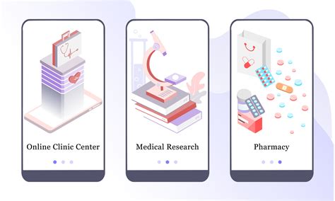 Application Design Set For Online Clinic Center Medical Research And