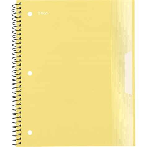 Mead Spiral Notebook 3 Subject Wide Ruled Plastic Cover 8 X 10 5