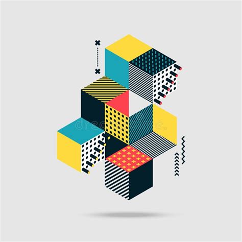 Abstract Colorful Geometric Isometric Vintage Retro Style Background Stock Vector Illustration