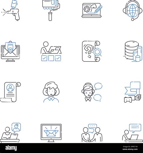 Group Task Line Icons Collection Collaboration Teamwork Interaction Engagement