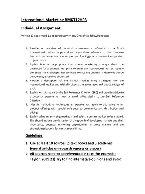 International Marketing Bmkt12h03 Individual Assignment Pdf Strategic Management Essays