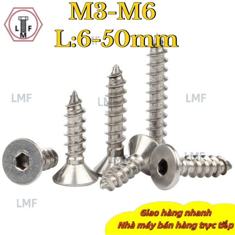 Vít Tự Gắn đầu Lục Giác Mạ Niken Loại 8 M3 M35 M4 M5 M6 L6
