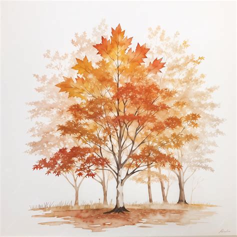 Premium Ai Image Watercolor Maple Tree Illustration