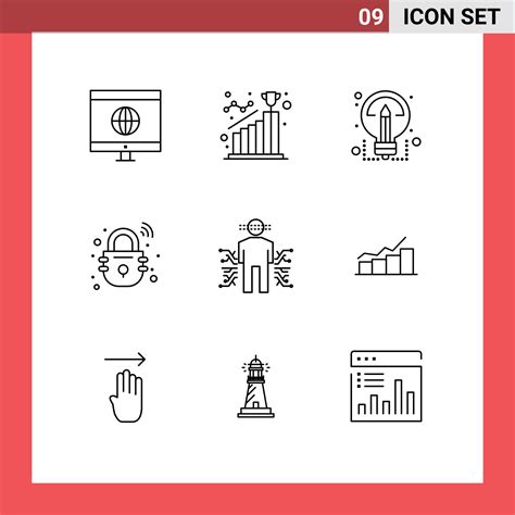 User Interface Pack Of 9 Basic Outlines Of Body Secure Creative Smart House Editable Vector