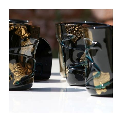 Luxury Murano Tumblers Black And Gold Color