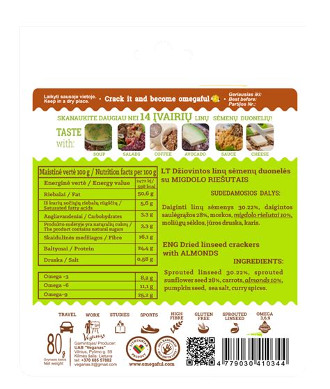 DŽiovintos LinŲ SĖmenŲ DuonelĖs Su Migdolo RieŠutais Omegafull