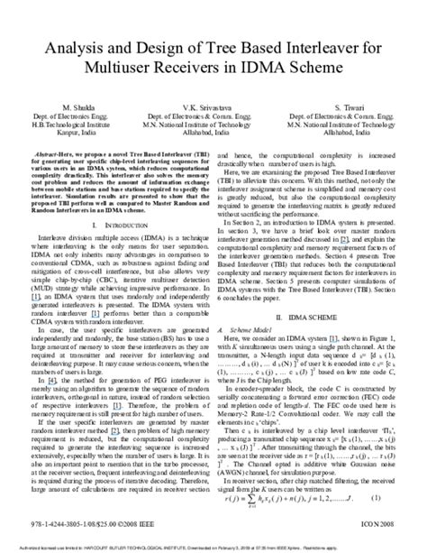 Pdf Analysis And Design Of Tree Based Interleaver For Multiuser