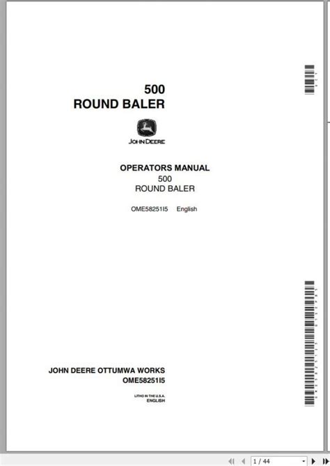 John Deere Round Baler 500 Technical Manual Ome58251