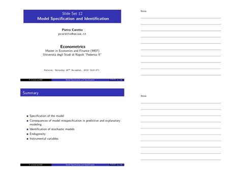 Ppt Slide Set 12 Model Specification And Identification Pietro