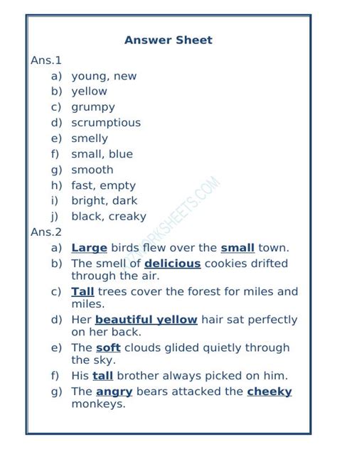 A2zworksheetsworksheet Of Class Iii English Adjectives Worksheet 13