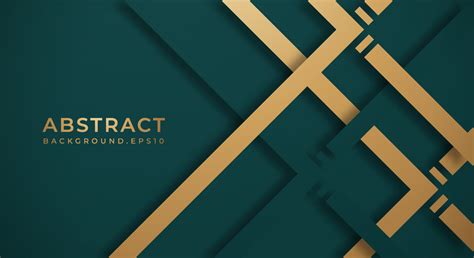 Abstract Dark Green 3d Background With Gold And Green Lines Paper Cut Style Textured Usable For