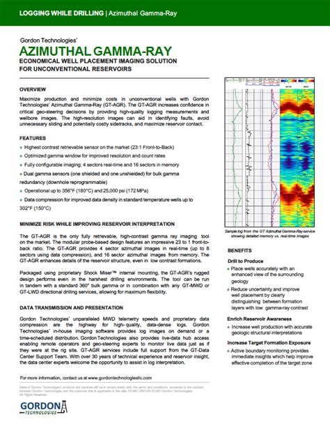 Azimuthal Gamma Ray Data Sheet Gordon Technologies