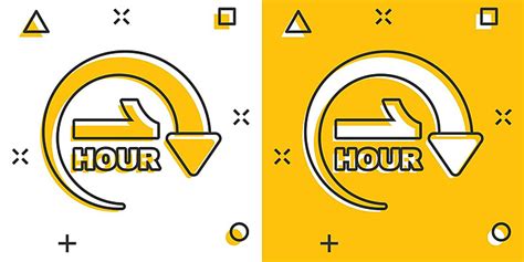 Comic Style 1hour Timer Icon On Isolated Background Vector Assistance Hour Second Png And