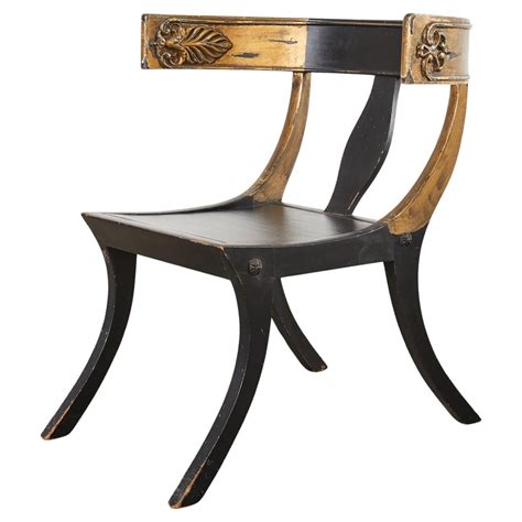 Neoclassical Style Lacquered Gilt Klismos Chair By Ira Yeager For Sale