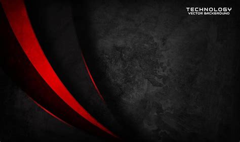 3d Black Technology Abstract Background Overlap Layer On Dark Space With Red Light Effect