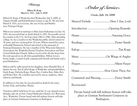 Funeral Programs Sample Funeral Program Funeral Program Template Free