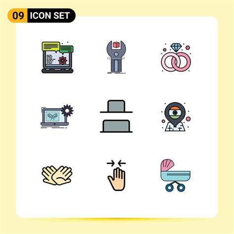 Mobile Interface Filledline Flat Color Set Of 9 Pictograms Of Bottom