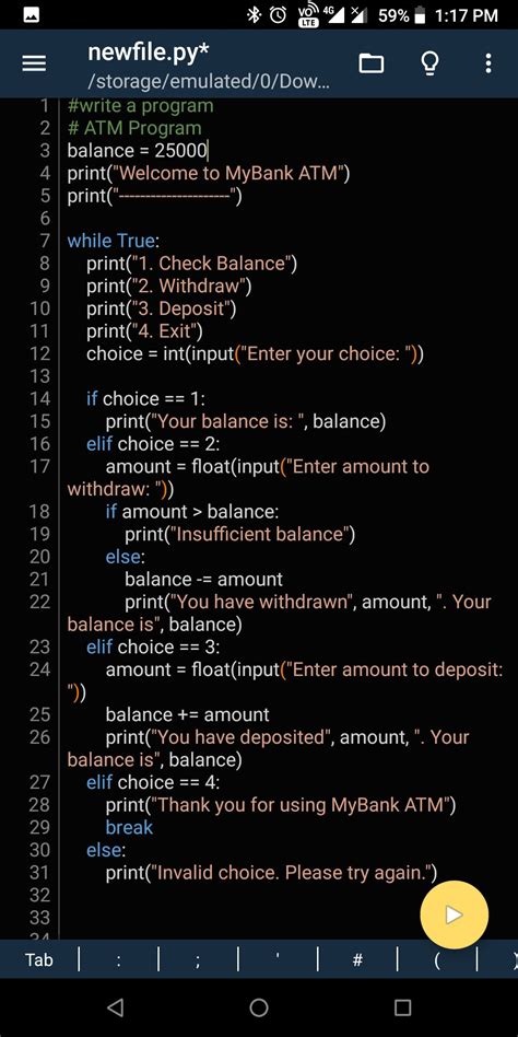 Venkatesh Gorrela On Linkedin Task 11 Write A Atm Program Using Python