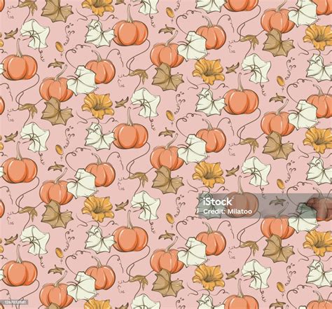 가을 호박 매끄러운 패턴 동화 보육원 반복 배경 야생 꽃 가을 꽃 일러스트 키즈 베이비 걸 키친 프린트 홈 데코 텍스처 침실 디자인 포장지 분홍에 대한 스톡 벡터 아트 및