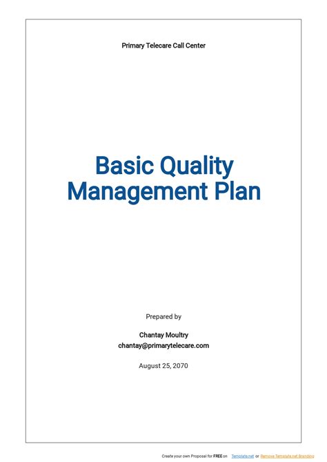 Quality Management Plan Templates 12 Docs Free Downloads