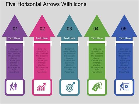 Kl Five Horizontal Arrows With Icons Flat Powerpoint Design
