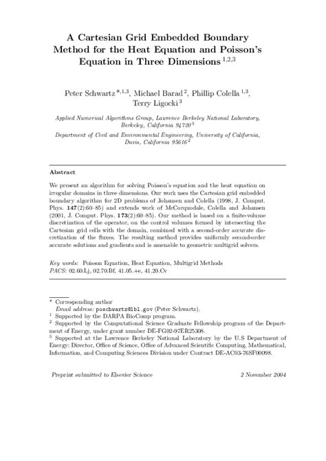 Pdf A Cartesian Grid Embedded Boundary Method For The Heat Equation And Poissons Equation In