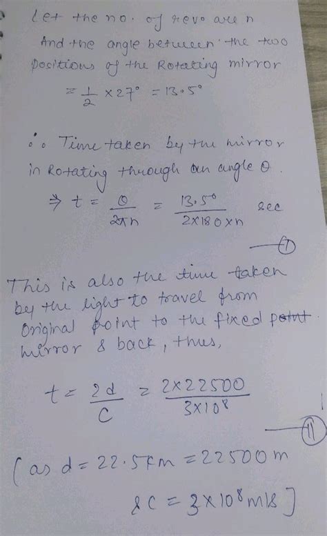 Light Incident On A Rotating Mirror Mis Reflected To A Fixed Mirror N Placed Km Away From M