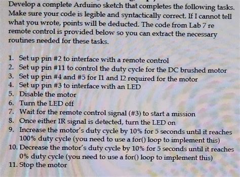 Solved Develop A Complete Arduino Sketch That Completes The Chegg