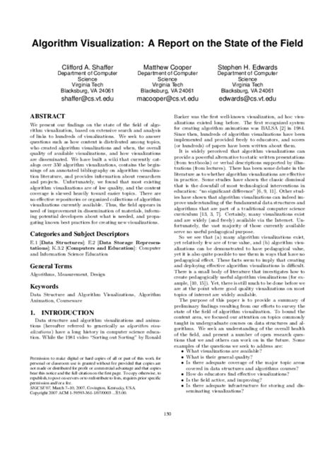 Pdf Algorithm Visualization A Report On The State Of The Field