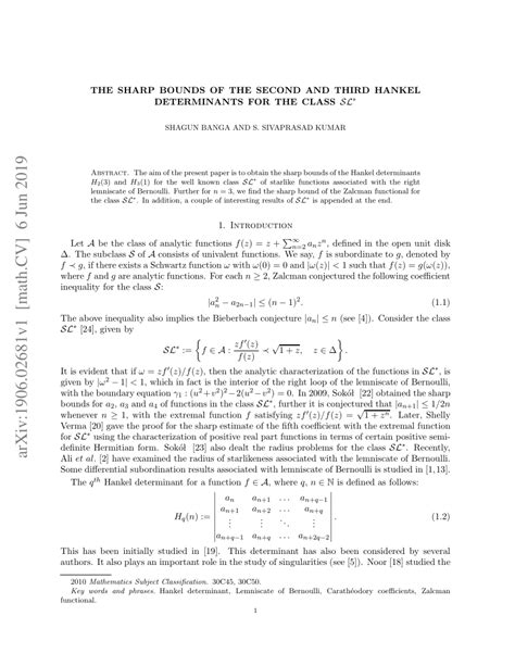 Pdf The Sharp Bounds Of The Second And Third Hankel Determinants For The Class Sl