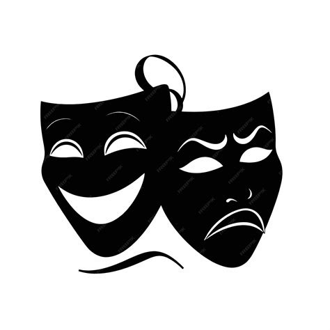 A Vector Silhouette Of Two Theater Masks Representing The Classic