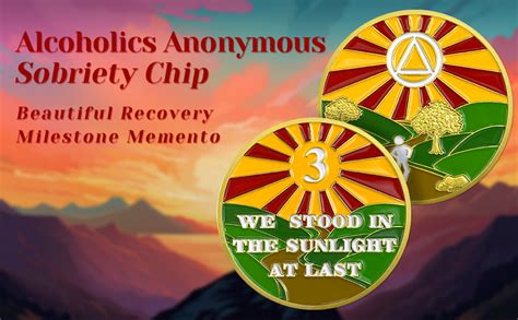 3 Year Sobriety Chip Gold Plated Sunlight Aa Medallion