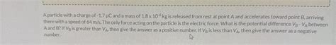 solved a particle with a charge of 1 7μc ﻿and a mass of