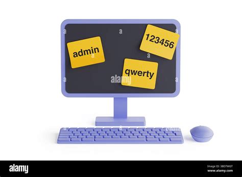 Cybersecurity Risk From Weak Passwords Computer Monitor With Sticky