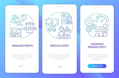 Lean Manufacturing Purpose Blue Gradient Onboarding Mobile App Screen