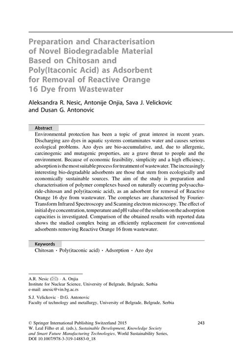 Pdf Preparation And Characterisation Of Novel Biodegradable Material Based On Chitosan And