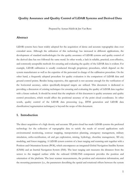 Pdf Quality Assurance And Quality Control Of Lidar Systems And Environmental Monitoring