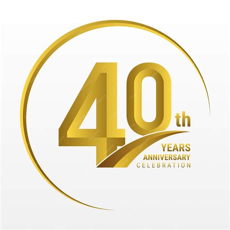 40th Anniversary Logo Design With Golden Color And Ring Logo Vector