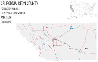 Large And Detailed Map Of Kern County Royalty Free Vector