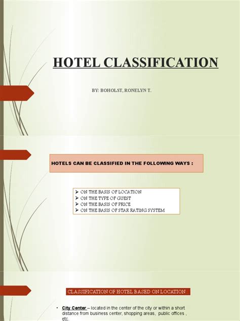 Hotel Classification Pdf Hotel Restaurants