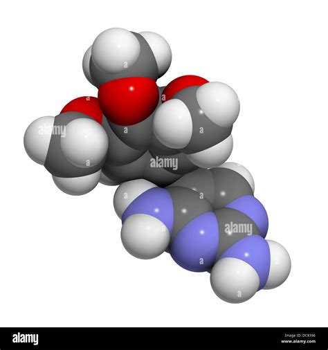 Trimethoprim Antibiotic Drug Chemical Structure Atoms Are Represented