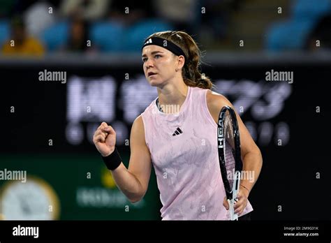 Karolina Muchova Of Czech Republic Reacts During Her Match Against