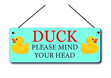Duck Please Mind Your Head Signplaque 15cm X 75cm X 05mm Etsy