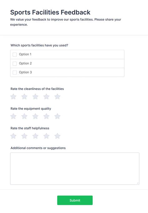 Sports Facilities Feedback Form Template Jotform