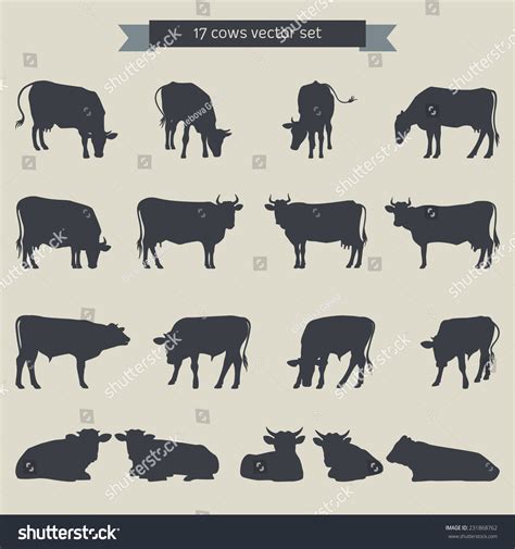 Cows Vector Set Stock Vector Royalty Free 231868762 Shutterstock