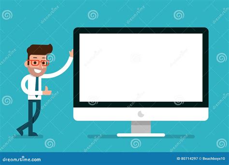 Businessman Showing Blank Modern Computer Screen Stock Vector