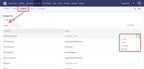 Event Categories Churchsuite Support Articles