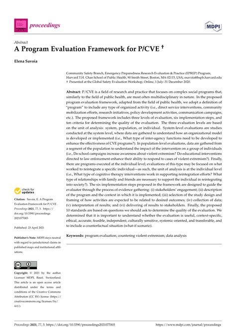 Pdf A Program Evaluation Framework For P Cve